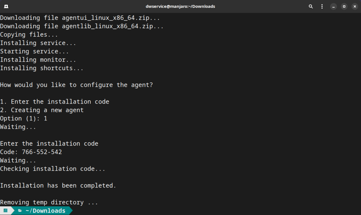 Linux – Install the Agent with Code (console) – DWService – Docs