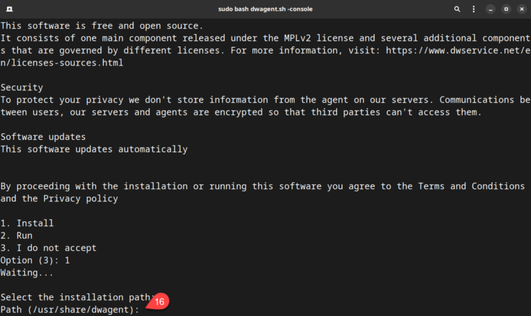 Linux – Install the Agent with Code (console) – DWService – Docs