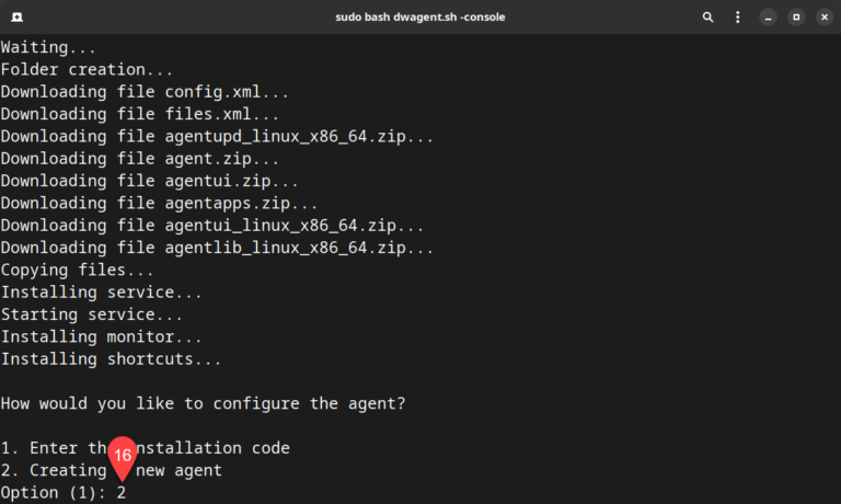 Linux – Install the Agent with Credentials (console) – DWService – Docs
