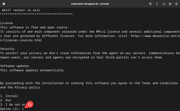 Linux – Install the Agent with Credentials (console) – DWService – Docs