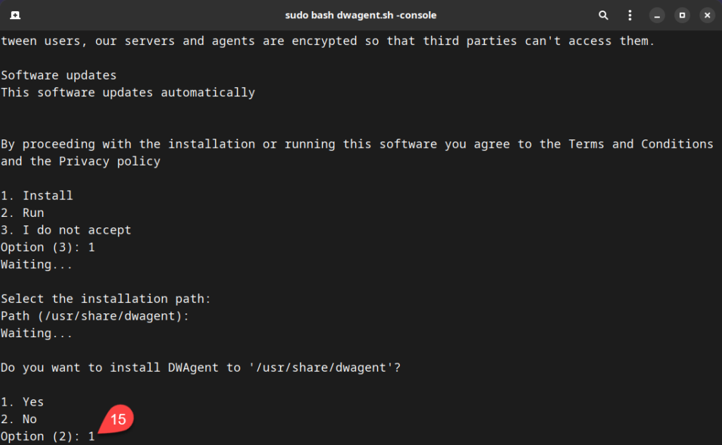 Linux – Install the Agent with Credentials (console) – DWService – Docs
