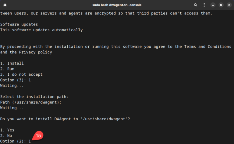 Linux – Install the Agent with Credentials (console) – DWService – Docs